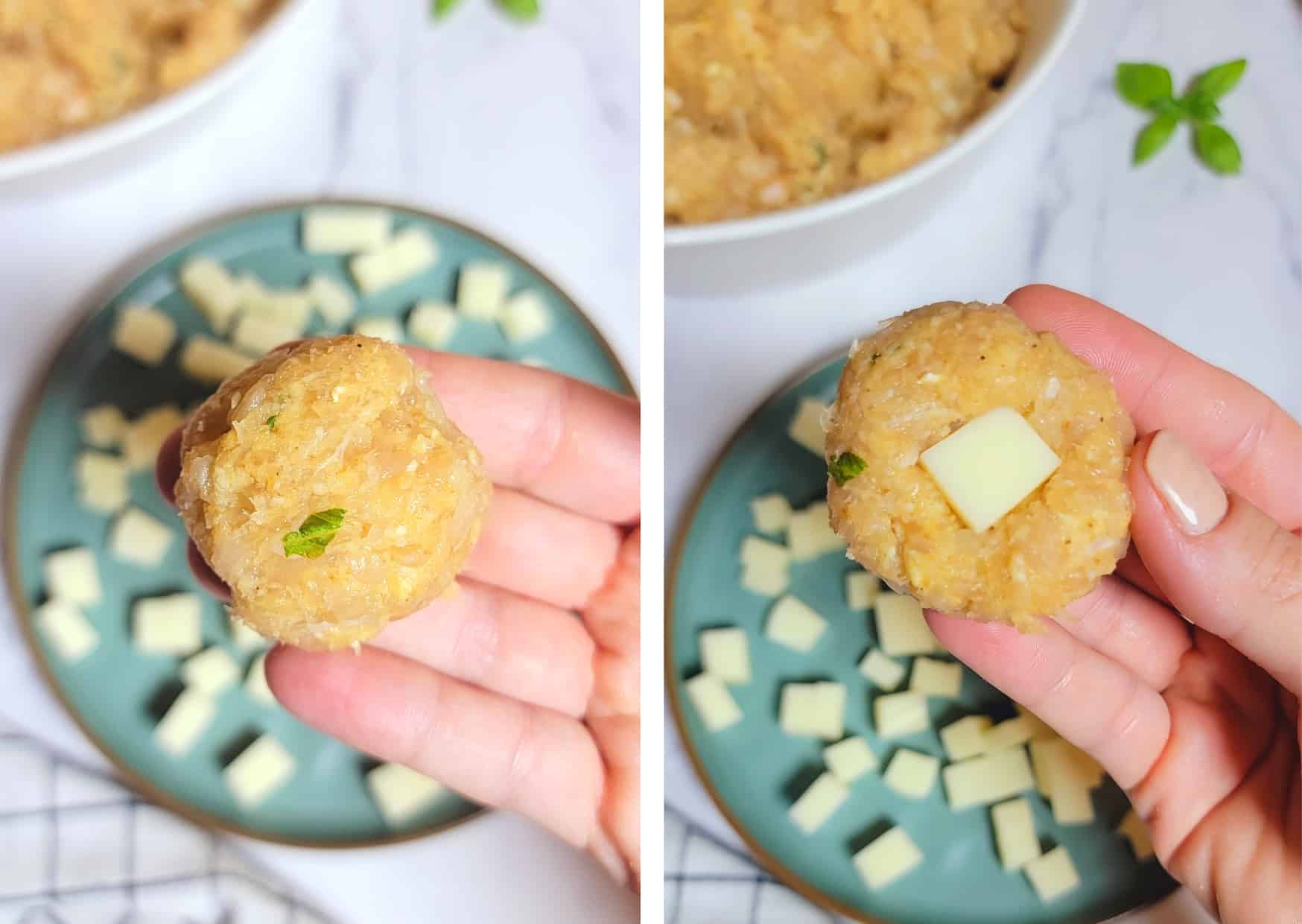 Mozzarella Stuffed Chicken Meatballs- The Salt and Sweet Kitchen