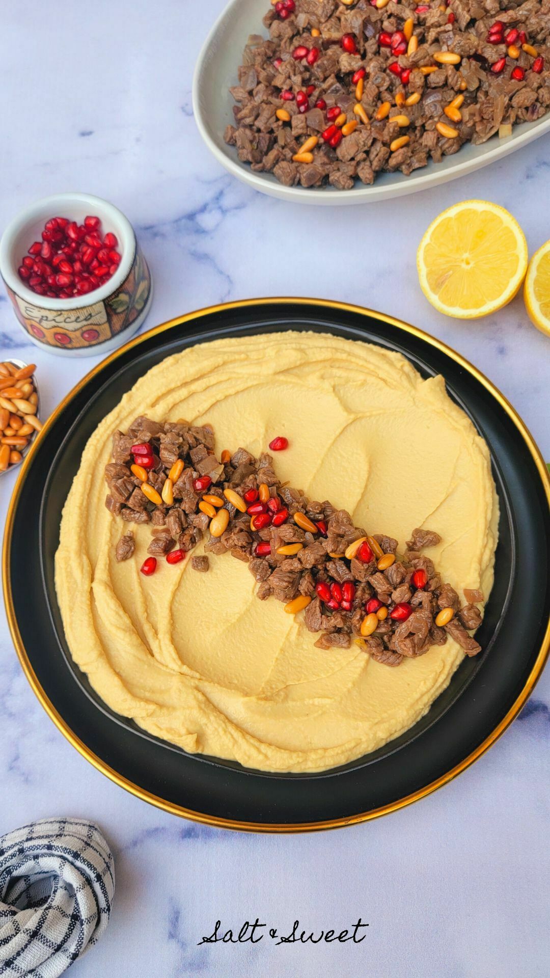 Hummus with Beef- The Salt and Sweet Kitchen