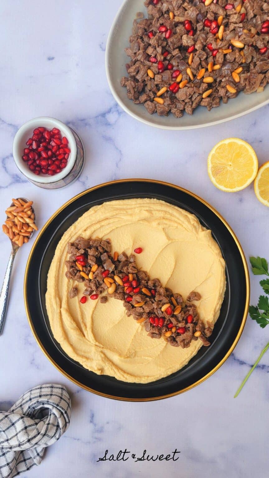 Hummus with Beef- The Salt and Sweet Kitchen